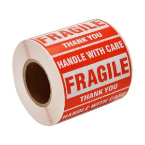 9527 product 2'' x 3'' fragile stickers with care warning - shipping labels stickers,500 labels/roll, 1 roll