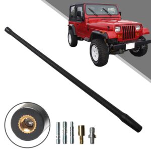 beneges 4 inch stubby replacement antenna compatible with 2007-2019 jeep wrangler jk jku jl jlu, optimized fm/am reception.