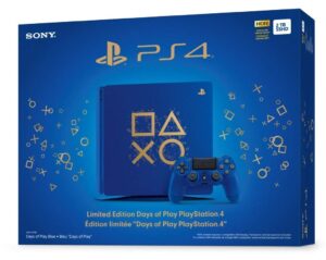 playstation 4 slim 2tb ssd limited edition days of play blue console with controller bundle enhanced with fast solid state drive (renewed)