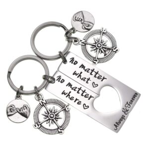 lparkin no matter what no matter where keychain best friend long distance friendship relationship gift polished finish set of 2