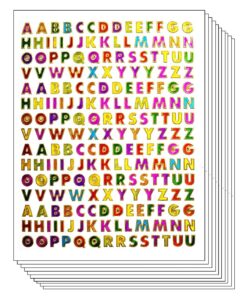 stickers glitter pack 10 sheets cute alphabet letter a to z cartoon stickers label for kids and teachers label art decal craft scrapbook book album diary card birthday school supplies (12)