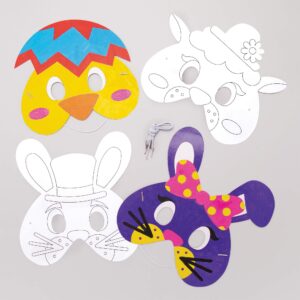 baker ross at455 easter color in masks - pack of 8, creative easter art and craft supplies for kids to make and decorate