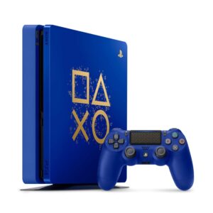 playstation 4 slim 2tb sshd limited edition days of play blue console with controller bundle enhanced with fast solid state hybrid drive (renewed)