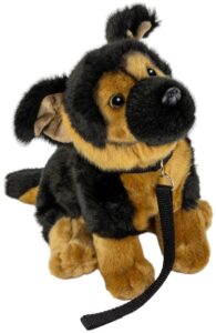 carl dick german shepherd dog with lead 10 inches, 25cm, plush toy, soft toy, stuffed animal 3498