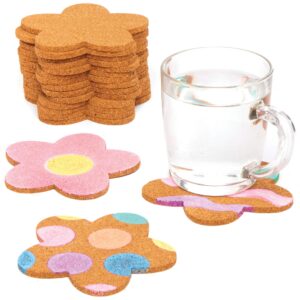 baker ross at375 flower cork coasters blanks - pack of 30, ideal for kids' arts and crafts paint and color your own flower coaster