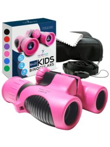 think peak - binoculars for kids ages 4-8 - outdoor sports - educational adventure - 8x21 compact - nature exploration bird watching - pink