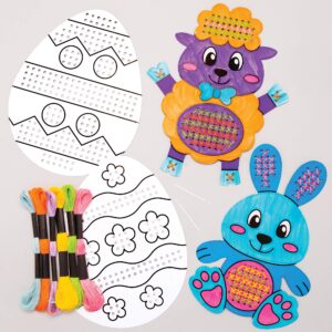 baker ross at505 easter color in cross stitch kits - pack of 5, embroidery kits for beginners, ideal kids arts and crafts project