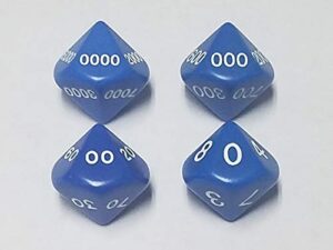 blue random number generator d10 dice set (single, tens, hundreds, thousands)