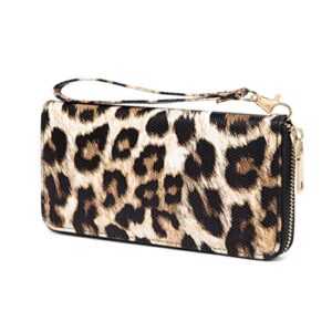 visater leopard wallets for women cheetah animal print ladies purse long zipper pu leather cards slots, wallet-b, large