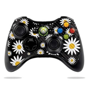 mightyskins carbon fiber skin for microsoft xbox 360 controller - daisies | protective, durable textured carbon fiber finish | easy to apply, remove, and change styles | made in the usa