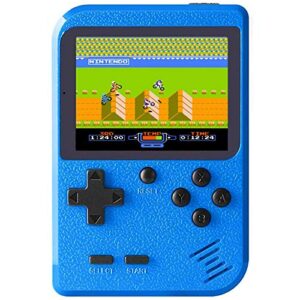 handheld games console for kids adults retro fc video games consoles 3 inch screen 400 classic games player with av cable can play on tv (blue)