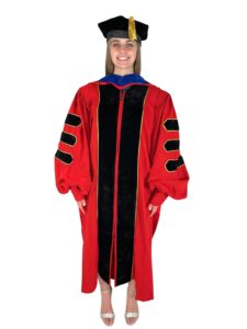 cappe diem doctoral deluxe graduation gown + 6 or 8 sided tam (multiple colors) (red, 51" (5'6"-5'-8") + 8-sided tam)