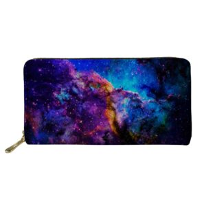 clohomin zipper long wallet female galaxy starry sky design clutch holder purse handbag