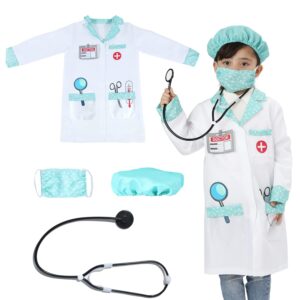 wizland child doctor role play costumes,doctor dress up play set kits for kids xs 3-5