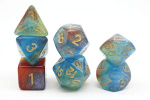 dnd dice polyhedral 7-die dice set for d&d dungeons & dragons role playing gaming ocean dice