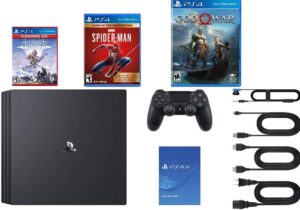 newest sony playstation 4 pro 1tb console bundle w /game :horizon zero dawn complete edition hits , god of war, marvel's spider-man