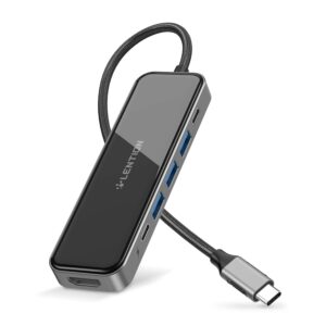 lention usb c hub with 100w power delivery, 4k hdmi, usb 3.0 & type c data compatible with 2021-2016 macbook pro 13/15/16, new mac air/surface, chromebook, more, stable driver adapter (cb-ce35, black)