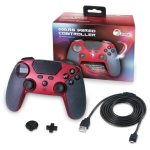 brook mars wired controller - zero-delay high performance, for ps4 gaming controller, gamepad with touchpad for ps3 ps4 pc switch, support motion control,gyro axis, rumble function, vibration