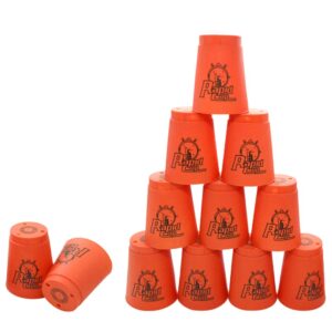 quick stacks cups sports stacking cups speed training game classic interactive challenge competition party toy set of 12 with carry bag-red