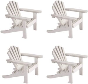 wood adirondack miniature chair - wedding cake topper mini doll furniture top decoration favor beach theme, great for dollhouse (white, 4 pack)