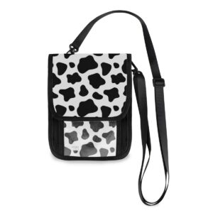 alaza black and white cow print small crossbody wallet purse cell phone bag rfid passport holder with credit card slots