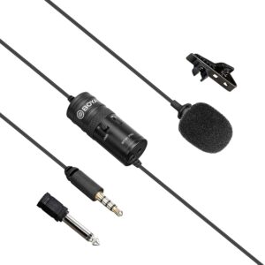 boya by-m1 pro professional lavalier lapel microphone noise reduction omnidirectional mic with clip for youtube interview broadcast content creation compatible for smartphone&dslr camera (6m)