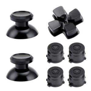 wimas aluminium button hats thumb grip caps bullet buttons axby button d-pad for ps4 7pcs （black）