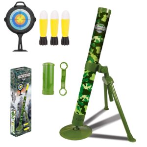 abcaptain mortar launcher military blaster toys playset soft foam rockets missile shooting game for kids boys girls & adults