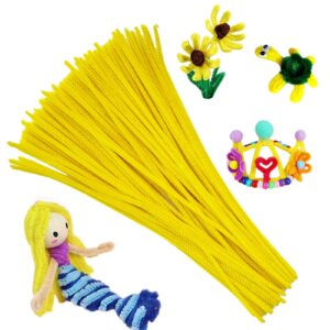 100pcs pipe cleaners chenille stems for diy art supplies craft projects 6mmx30cm christmas pipe cleaners decoration, yellow