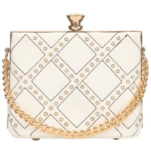 fawziya evening clutch studded diamond thick chain novelty medium purses for women formall-white