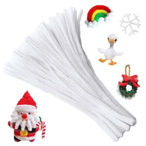 100pcs pipe cleaners chenille stems for diy art supplies craft projects 6mmx30cm christmas pipe cleaners decoration, white