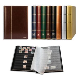 prophila stamp album (new) 60 black sides, padded brown cover