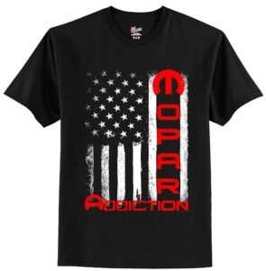 mopar addiction flag america motor car sports racing gift t shirt new graphic tee (xl) black