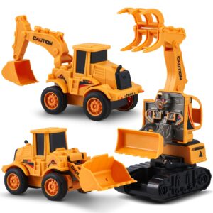 chuchik set of 3 friction power transforming construction toys vehicles truck for toddlers age 3-6