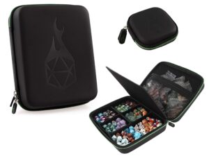 forged dice co. dice box and dice tray with removable dice holder - storage box holds up to 300 metal or plastic polyhedral dice - compatible with dnd and dungeons & dragons game dice - green