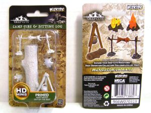 wizkids deep cuts unpainted miniatures terrain: wave 10: camp fire & sitting log