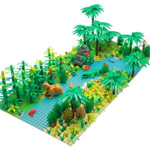 forest garden building sets parts,plants trees flowers scenery accessories animals building bricks toy set for boys girls kids 6+ gifts(2 pieces 10" base plates)