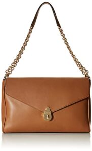 calvin klein soft lock lamb leather large convertible crossbody shoulder bag, caramel