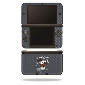 mightyskins carbon fiber skin for nintendo 3ds xl original (2012-2014) - coffee kawaii | protective, durable textured carbon fiber finish | easy to apply, remove, and change styles | made in the usa