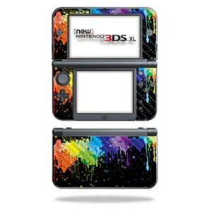 mightyskins carbon fiber skin for nintendo new 3ds xl (2015) - splatter | protective, durable textured carbon fiber finish | easy to apply, remove, and change styles | made in the usa