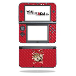 mightyskins carbon fiber skin for nintendo new 3ds xl (2015) - ramen kawaii | protective, durable textured carbon fiber finish | easy to apply, remove, and change styles | made in the usa