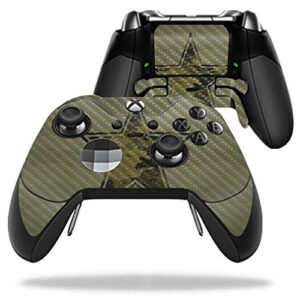 mightyskins carbon fiber skin for microsoft xbox one elite controller - army star | protective, durable textured carbon fiber finish | easy to apply, remove, and change styles | made in the usa