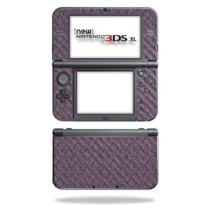 mightyskins carbon fiber skin for nintendo new 3ds xl (2015) - plum damask | protective, durable textured carbon fiber finish | easy to apply, remove, and change styles | made in the usa