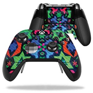 mightyskins carbon fiber skin for microsoft xbox one elite controller - geometric rave | protective, durable textured carbon fiber finish | easy to apply, remove, and change styles | made in the usa