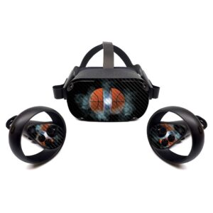 mightyskins carbon fiber skin for oculus quest - basketball orb | protective, durable textured carbon fiber finish | easy to apply, remove, and change styles | made in the usa (cf-ocqu-basketball orb)