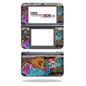 mightyskins carbon fiber skin for nintendo new 3ds xl (2015) - graffiti skyline | protective, durable textured carbon fiber finish | easy to apply, remove, and change styles | made in the usa