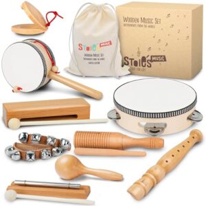 stoie’s international wooden music set - toddler musical instruments for kids ages 5-9 montessori baby musical instruments for toddlers 3-5 kids musical instruments toys music