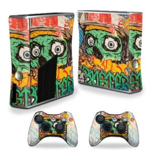 mightyskins carbon fiber skin for xbox 360 s console - zombie attack | protective, durable textured carbon fiber finish | easy to apply, remove, and change styles | made in the usa