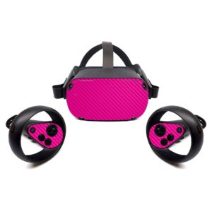 mightyskins carbon fiber skin for oculus quest - hot pink | protective, durable textured carbon fiber finish | easy to apply, remove, and change styles | made in the usa (cf-ocqu-solid hot pink)