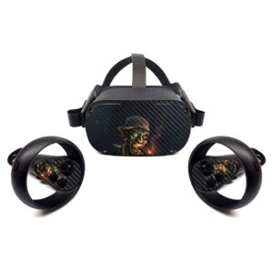 mightyskins carbon fiber skin for oculus quest - hip hop zombie | protective, durable textured carbon fiber finish | easy to apply, remove, and change styles | made in the usa (cf-ocqu-hip hop zombie)